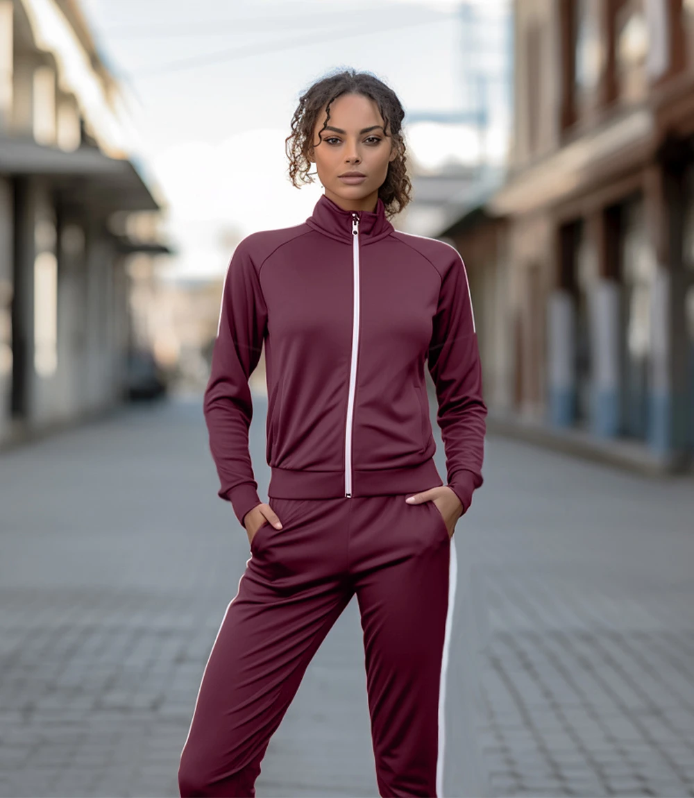 Full Zip-Up Casual 2 Piece Athletic Tracksuit for Women – Urban Buck